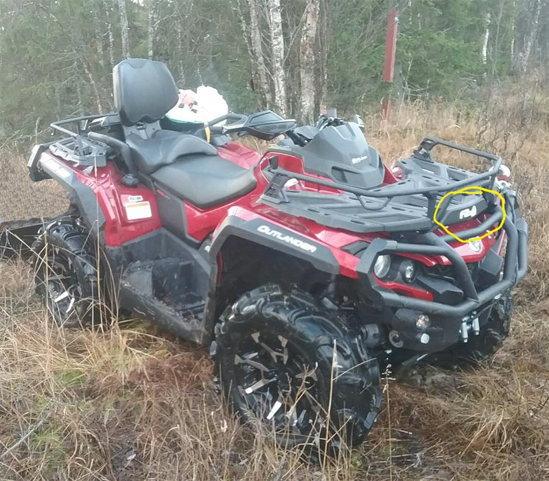 Fyrhjuling Can Am Outlander 650 MAX XT stulen öster om Sorsele